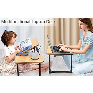 Adjustable Laptop Desk for Bed,Bed Table for Laptop,Laptop Stand for Bed,Lap Desk for Laptop,Foldable Bed Desk for Laptop and Writing,Portable Bed Tray Table with Cup Holder,Laptop Bed Tray Table