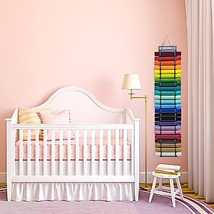 Vinyl Roll Holder - 48 Compartments Vinyl Storage Organizer Pockets Storage, Wall Mount Over The Door Vinyl Roll Storage Rack Vinyl Carrying Holder Bag Gift Wrap Organizer for Craft