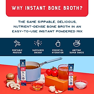 Bare Bones Beef Bone Broth Instant Powdered Mix | Rich Savory Packets on-the-Go No Artificial Flavors | 100% Grass Fed Keto & Paleo Friendly | 10g Protein | 8 Pack