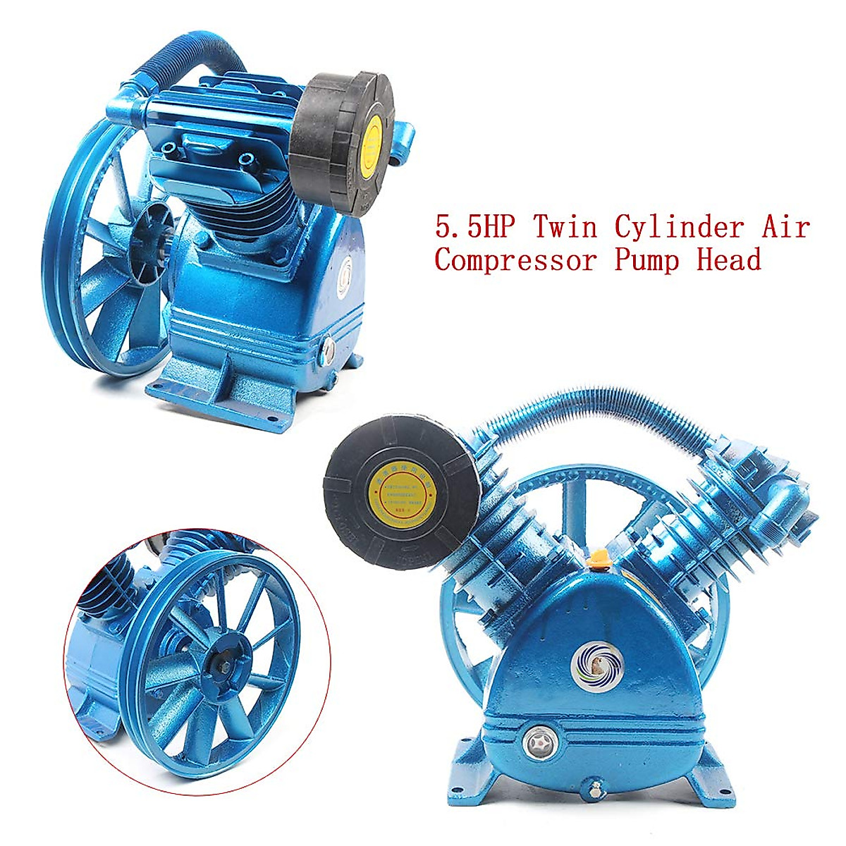 Air Compressor Pump Head, 21CFM 5.5HP Air Compressor Pump Replacement 175Psi V-Type Dual-Cylinder Air Compressor Piston Pump Head, V-0.6/12.5 (US Stock)