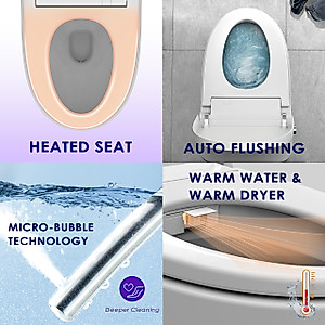 BN-6100S, 1-Piece 1.28 GPF Tankless Elongated Smart Bidet Toilet in White, Auto Flush, Heated Seat with Soft Close