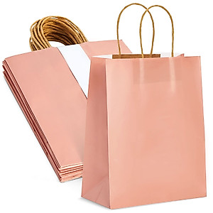 Juvale Medium Blush Pink Gift Bags with Handles for Wedding, Bridal Shower (8 x 10 in, 15 Pack)