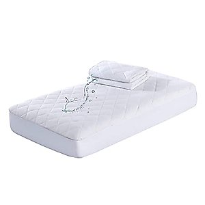 2 Pack Ultra Soft Cotton Crib Mattress Protector Pad for 52 x 28 or 52x27 Toddler Bed Waterproof Quilted Fitted Baby Matress Cover