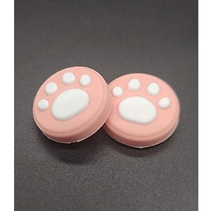 2 x Silicone Analog Controller Thumb Stick Joystick Grips Cap for Switch NS & Switch Lite Controller Joy-Con ThumbStick Cute Cat Paw Claw (Pink-White)