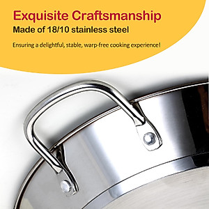 ACTIV CUISINE Paella Pan, 14 Inch Stainless Steel Paella Pan, Non-stick Coating, Seafood and Meat for 6 Servings, Cooking Pan Suitable for All Cooktops Including Induction, 36 CM