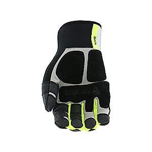 West Chester Pro Series 96652 Yeti Waterproof Winter Work Gloves - [1 Pair] Large, Synthetic Leather Palm, Spandex Backing, HI-VIS Safety Gloves, Black/ Neon Yellow
