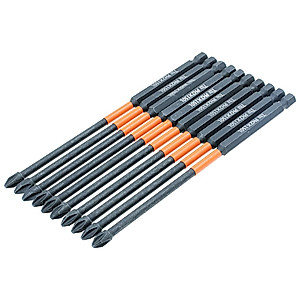 10PCS Phillips Bits #2 High Torque Impact Driver Bits Magnetic 2 Phillips Bits 6 Inch Long PH2 Bits TS2 Steel Phillips Head Drill Bits Phillips Screwdriver Bits 1/4 Hex Shank Screw Bits