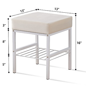 Cpintltr Multifunctional Vanity Stools Velvet Footstool Ottoman Shoe Changing Stool Makeup Stool Storage Stool Footrest Vanity Stool Small Footstool Pouf Ottoman Ottoman Stool for Makeup Room Cream