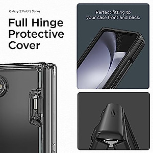 VRS DESIGN Phone Case for Samsung Galaxy Z Fold 5 5G (2023) [Simpli Fit Modern], Premium Modern Slim Style Spring-Loaded Hinge Cover Case with Tempered Glass Screen Protector (Matte Black)