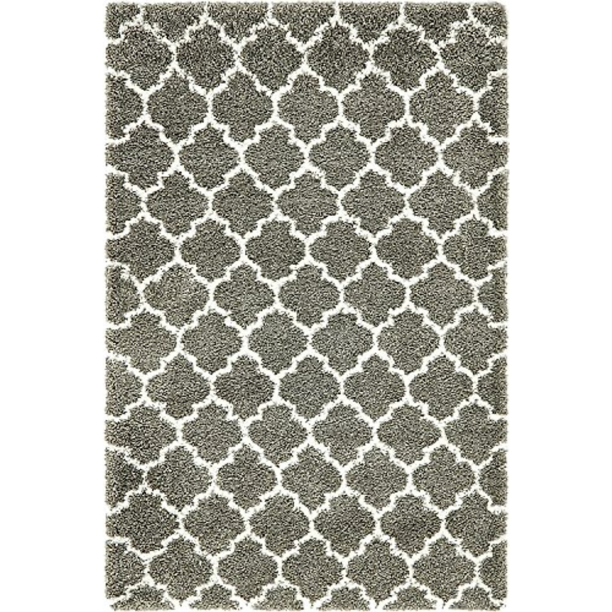 Unique Loom Rabat Shag Collection Area Rug - Marble (5' 1" x 8' Rectangle, Gray/ Ivory)
