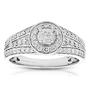 Vir Jewels 1 cttw Diamond Prong Set Wedding Engagement Ring Set 14K White Gold Multi Row Bridal Size 5.5