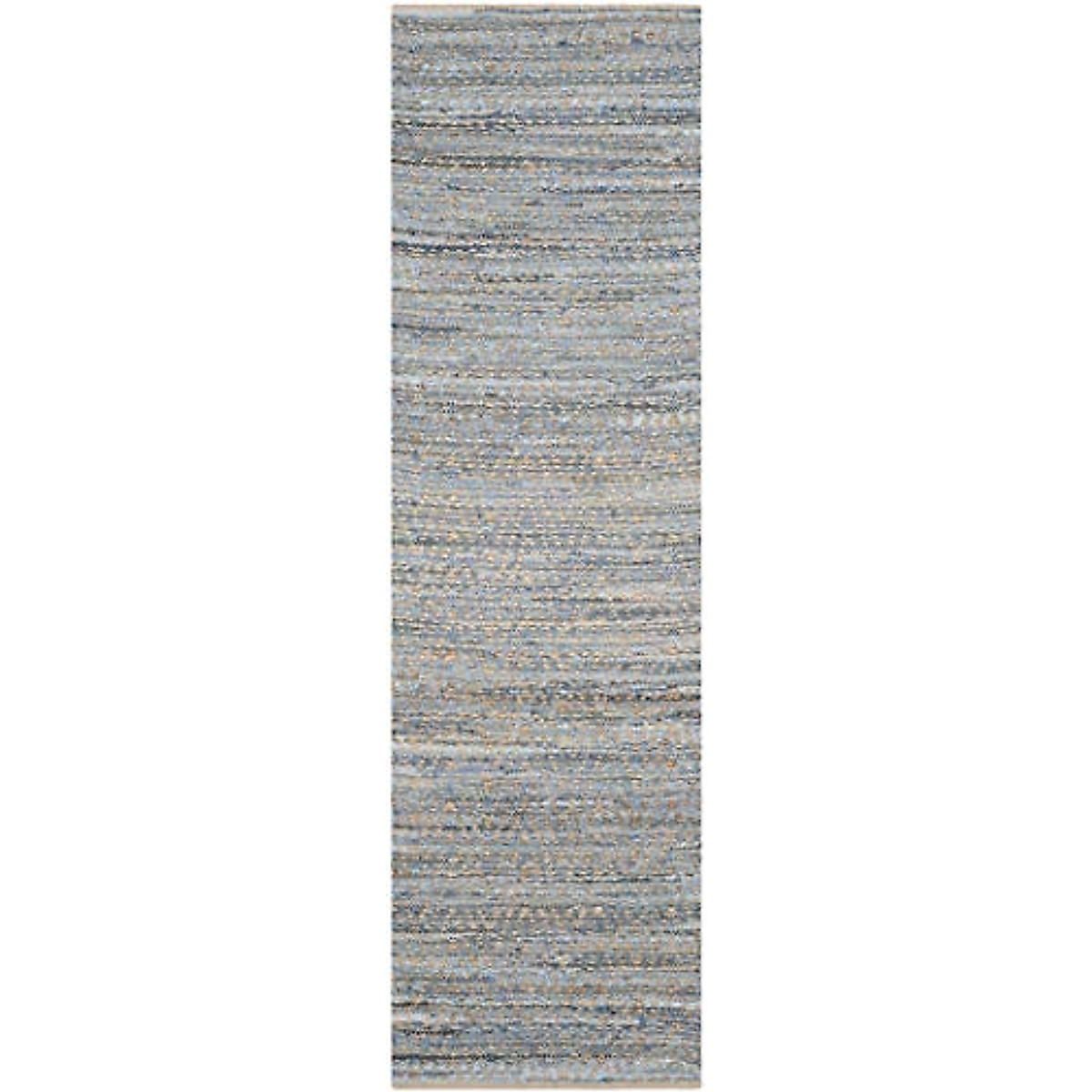 SAFAVIEH Cape Cod Collection 2'3" x 16' Natural / Blue CAP350A Handmade Flatweave Coastal Braided Jute Runner Rug