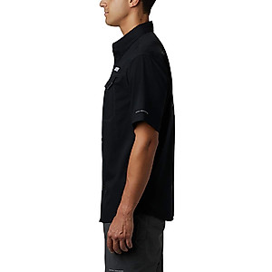 Columbia Men's Low Drag Offshore Short Sleeve Shirt, UPF 40 Protection, Moisture Wicking Fabric, Medium, Black