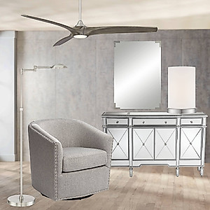 Casa Vieja 60" Padera Modern Rustic 3 Blade Indoor Outdoor Ceiling Fan with Light LED Dimmable Remote Control Brushed Nickel Light Wood Damp Rated for Patio Exterior House Porch Gazebo Garage