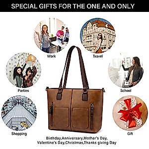 LOVEVOOK Large Shoulder Bag Purses for Women PU Leather Purse Work Bags with Multi-Pockets Vintage Tote Handbags Satchel Hobo Bag, Brown