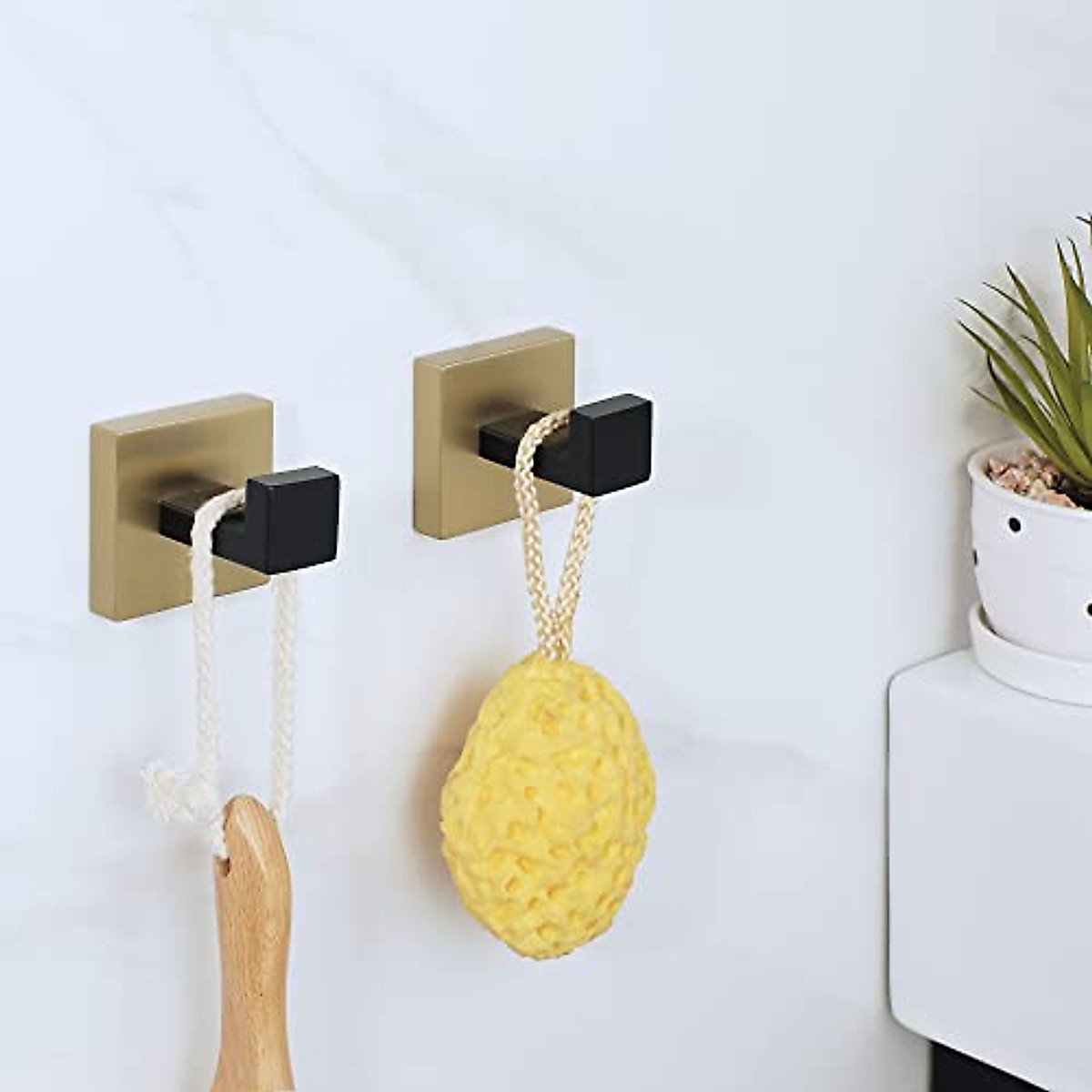 Alise Towel Hooks Single Robe Clothes Hook for Bathroom Toilet Shower Bathtub Bedroom Kitchen Wall Mount,SUS304 Stainless Steel Gold and Black Finish Pack of 4