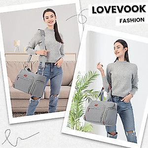 LOVEVOOK Breast Pump Bag, Diaper Bag Tote 3Pcs Set, Work Bag for Breastfeeding Mom with 15" Laptop Pocket, Cooler Bag & Changing Pad Fit Most Breast Pumps like Spectra S1/S2, Medela, Rainyb, Elvie