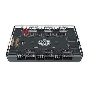 CoolerMaster ARGB and PWM Fan HUB,6 Ports for Addressable RGB Lighting,1 to 6 Multi Way Magnetic backplane Splitter 5V/3PIN Case Fan Hub Adapter
