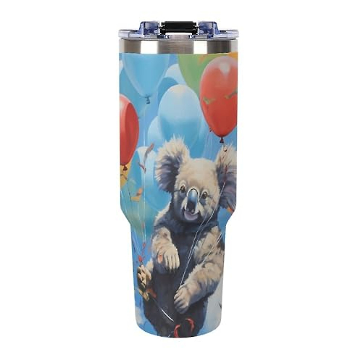 Koalas Balloons in Sky 40 Oz Stainless Steel Cup Travel Tumbler with Handle and Straw Lightweight Coffee Mug for Home Office