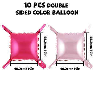 HILAVO 10PCS Hot Pink Square Balloons, Magenta Foil Balloons Wall Double Sided Metallic Balloon for Girls Women Bachelorette Birthday Engagement Bridal Shower Background Princess Party Decorations