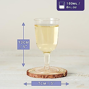 MATANA 48 pc Clear Plastic Wine Glasses with Stem for Parties (6oz) - Plastic Wine Cups, Wine Goblets for Wedding, Anniversary, Garden, Parties, Indoor, Outdoor Events, Barbecue - BPA Free & Reusable