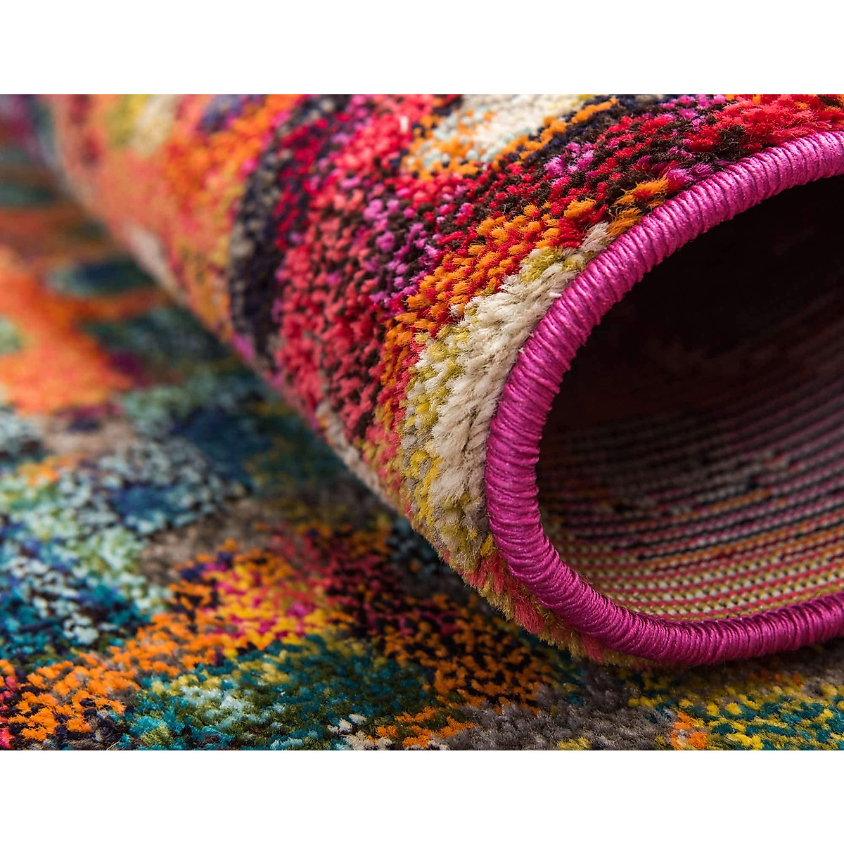 Unique Loom Jardin Collection Colorful, Vibrant, Abstract, Modern Area Rug, 6 x 9 ft, Multi/Blue