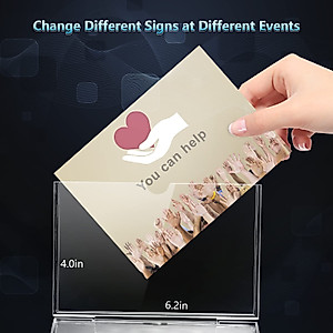 KYODOLED Clear Donation Box with Lock,Ballot Box with Sign Holder,Suggestion Box Storage Container for Voting, Raffle Box,Tip Jar 6.2" x 4.6" x 4.0"