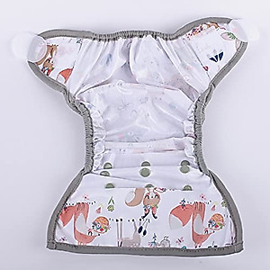 Baby Cloth Diaper Cover Nappy Hook and Loop Double Gusset (Hedgehog Deers) 1 Count (Pack of 1)