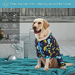 LovinPet Dog Clothing for Large Dogs: Dinosaur in The Jungle Print, Lightweight Stretchy Knit Pullover Puppy Pajamas, Large Dog Onesie. Large Breed Dog Jammies, Pet PJ's/XXL