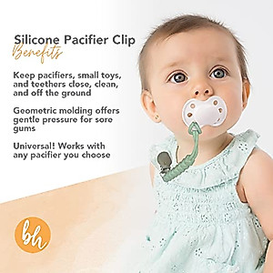 BooginHead Silicone Pacifier Clip Baby Pacifier Holder, 2-Pack, Rose & Cream