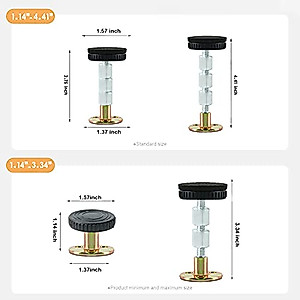 spasaling Headboard Stoppers, 4pcs Adjustable Bed Frame Anti-Shake Tool with Screw Couch Wall Spacer Headboard Stabilizer for Bedside Headboards, Cabinets, Loosening Sofas (1.18''-4.41'')