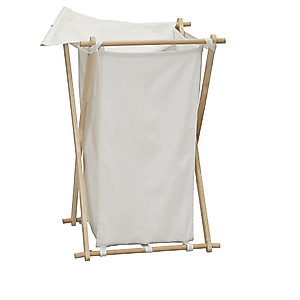 Household Essentials White Househod Essentials Laundry Hamper with Wood X Frame Large
