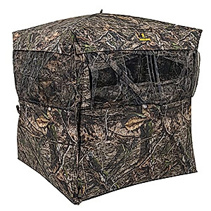 Browning Eclipse Tent Hunting Blind Featuring 360 Degree Windows with Silent Open, Durable Fiberglass Poles, Gear Pockets, and Brush Loops for Extra Concealment, Mossy Oak Country DNA