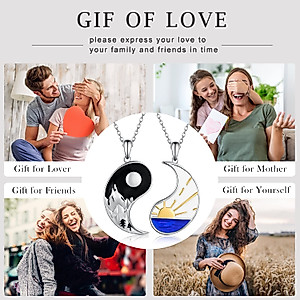 Matching Couples Necklace Sterling Silver Yin Yang Couples Necklace for him and her Couple gifts for Women Men