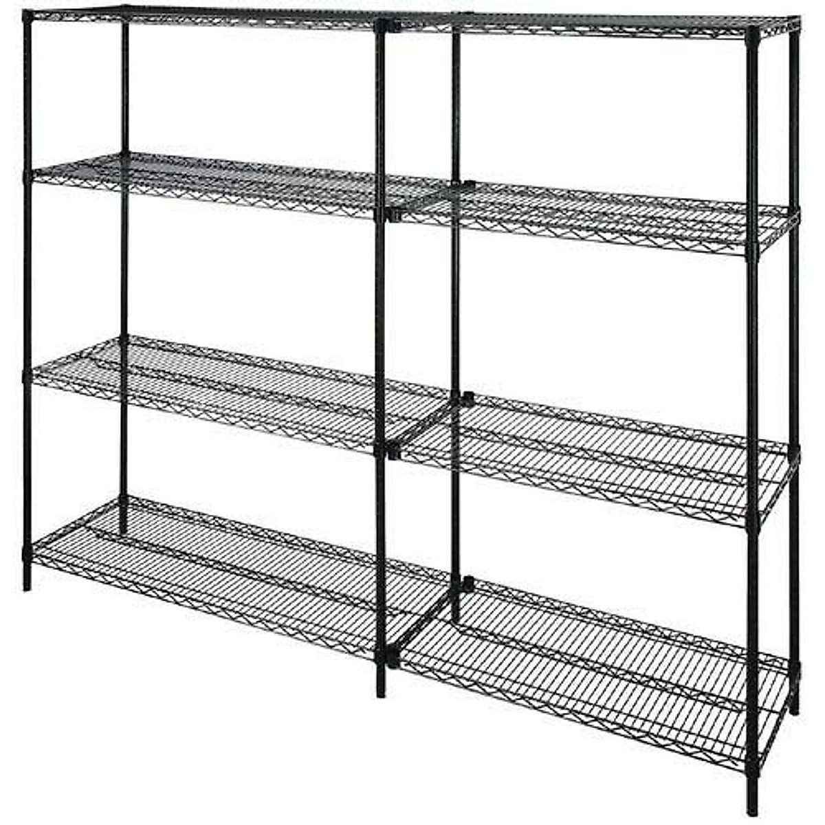 Lorell Starter Shelving Unit with 4 Shelves/4 Posts, 48" x 18" x 72", Black