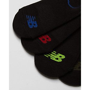 New Balance Boys' No Show Invisible Liner Socks (8 Pack), Size Medium, Black