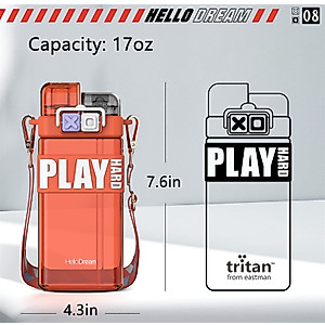 Aetygh 17oz Kawaii Water Bottle With Straw, Cyberpunk Transparent Leak-Free Water Bottle For School Office Travel