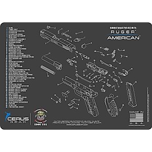 American Gun Cleaning Mat - Schematic (Exploded View) Diagram Compatible with Ruger American Series Pistol 3 mm Padded Pad Protect Your Firearm Magazines Bench Surfaces Gun Oil Solvent Resistant