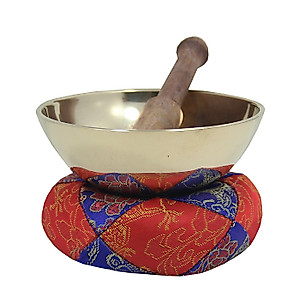 DharmaObjects Tibetan Buddhist Meditation Ring Gong Singing Bowl