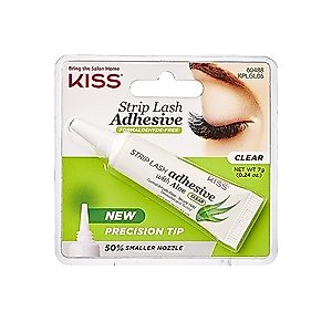 KISS Ever Ez Lashes, Lash Glue, EverEz Aloe Vera Strip Lash Adhesive, Clear, Includes Lash Adhesive, Long Lasting Wear, Can Be Used with Strip Lashes and Lash Clusters