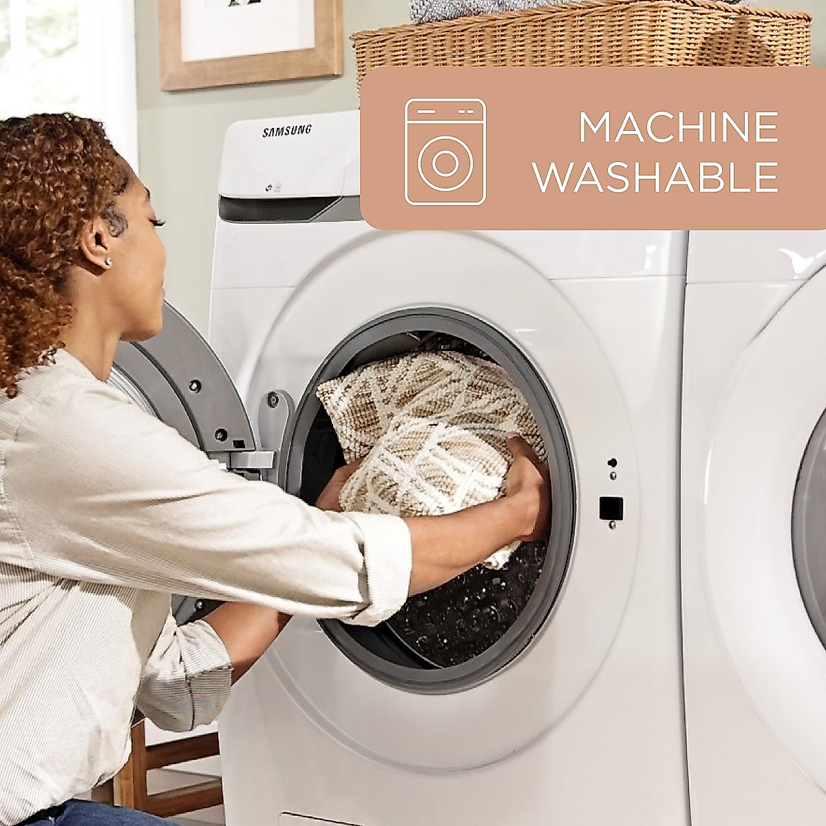 TOWN & COUNTRY EVERYDAY Walker Modern Diamond Everwash™ Washable Multi-Use Decorative Rug, Tufted Kitchen Runner Rug, Low-Profile Door Mat, Bath Rug with Non-Slip Backing, Beige, 24"x72"