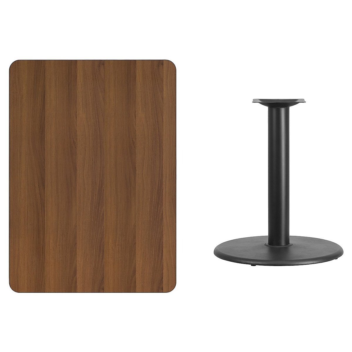 Flash Furniture 30'' x 42'' Rectangular Black Laminate Table Top with 24'' Round Table Height Base