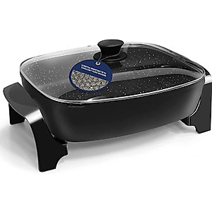 10.5-Qt Large Electric Skillet Nonstick Extra Deep, with Glass Vented Lid