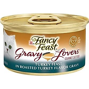 Fancy Feast Gravy Lovers Bundle, 2 Turkey, 2 Ocean Whitefish, 2 Salmon & Sole, 2 Beef, 2 Salmon Feast , & 2 Chicken & Beef. Each can is Total of 12 cans and Mouse Toy., 3 Ounce (Pack of 12)