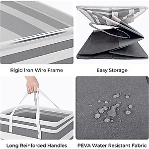 Gray Laundry Basket 75L, Gray Hamper Large Capacity Gradient, Tall Storage Basket with Extended Handles, Laundry Hamper for Clothes and Toys 24.4×15.7×11.8in Clearance #