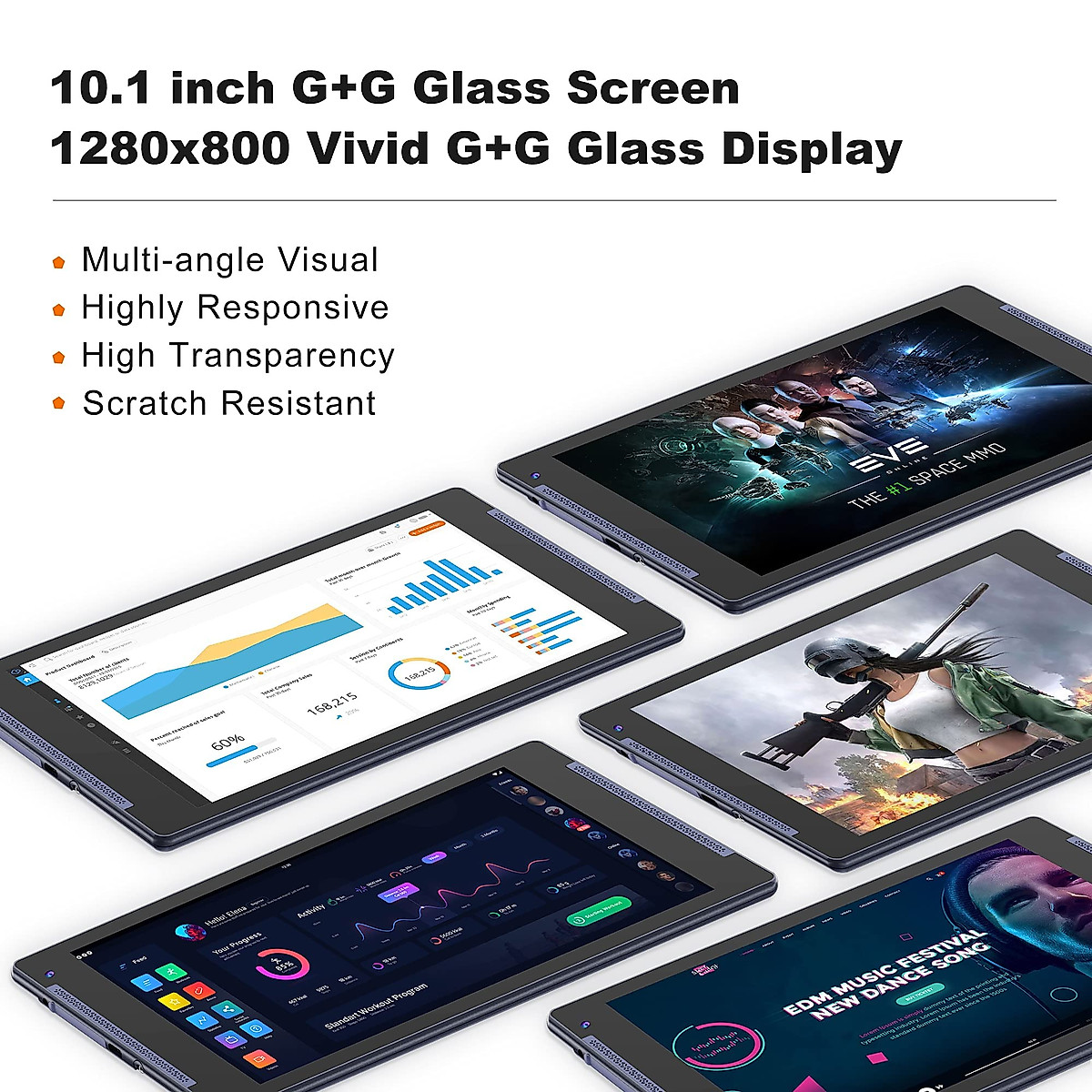 TJD 10 inch Tablet, Android 10.0 Tablet, 2GB RAM 32GB, 1.6GHZ Quad Core Processor, 1280x800 IPS Display, Google Play, 2MP+5MP Camera, Bluetooth, 2.4GHz WiFi, Type-C, TF Expansion with Tablet Stand