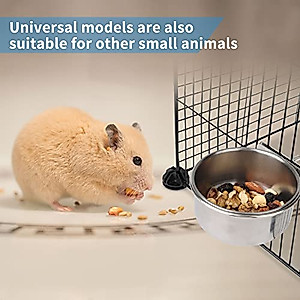 2pcs VVNIAA Stainless Steel Bird Bowls with Clamp, Durable Water Bowl, Feeding Cups, Chinchilla Food Bowl, Bird Dishes for Cage, Bird Cage Feeders and Waterers