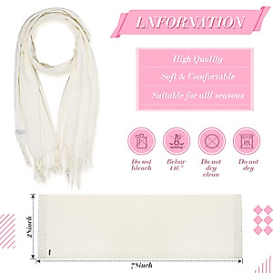 12 Pcs Women Pashmina Shawls and Wraps Bulk Cashmere Feel Scarf Warm Soft Large Shawl for Bridal Bridesmaid Wedding Favors(Cream White)