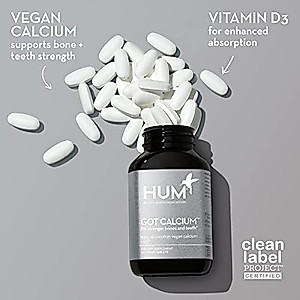 HUM Got Calcium - Vegan Calcium Supplement for Bone Health + Teeth Strengthening with Vitamin D3 for Enhanced Absorption (60 Vegan Tablets, 30 Day Supply)