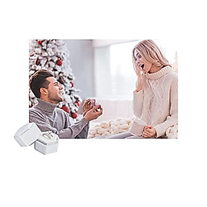 VOMNA Wedding Ring Box,Premium Gorgeous Velvet Double Ring Holder,Jewelry Organizer for Proposal,Engagement(White)